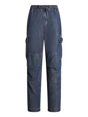 Dolce & Gabbana Plaque Elasticated Denim Trousers - Blue