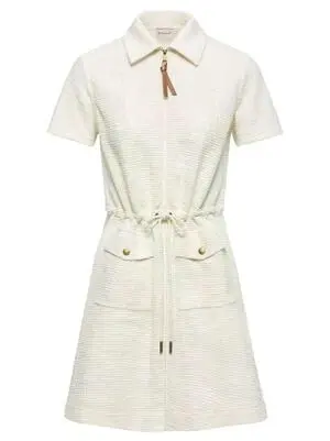 Moncler Bouclé Mini Dress Neutrals