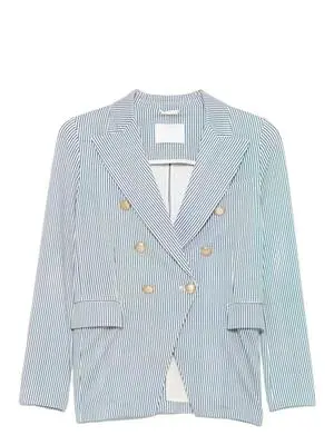 CIRCOLO 1901 Striped Double-breasted Blazer - White
