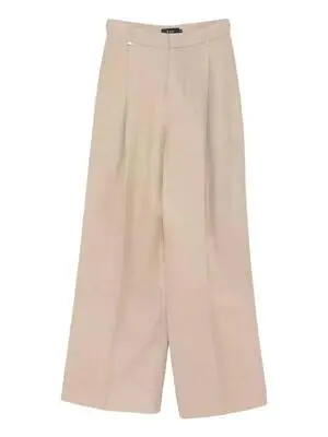 FAY Pleated Wide Leg Trousers - Neutrals