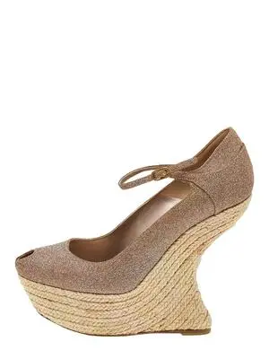 Alexander McQueen Glittered Wedge Espadrilles - Brown