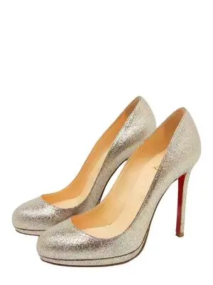 CHRISTIAN LOUBOUTIN 115mm Glitter Leather Heeled Pumps - Gold