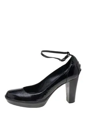 TOD'S Leather Platform Pumps With Buckle-fastening Ankle Strap - Black