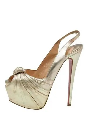 CHRISTIAN LOUBOUTIN 115mm Knot-detail Platform Slingback Pumps - Gold