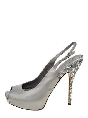 Gucci 140mm Crystal-embellished Slingback Pumps - Grey