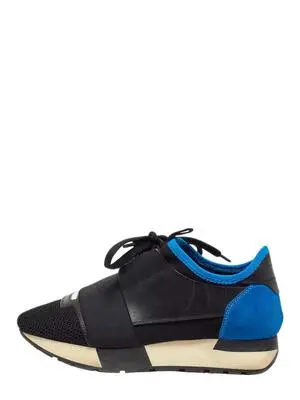 Balenciaga Race Runner Leather Panel Mesh Sneakers - Black