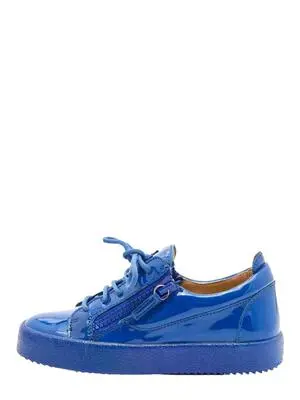 GIUSEPPE ZANOTTI Patent Leather Zip Detail Sneakers - Blue