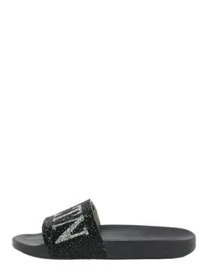 Valentino Garavani Embellished Logo Slides - Black