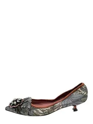 Miu Miu 40mm Floral-motif Pumps - Grey