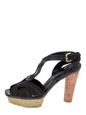 Prada Cut-out Platform High Heel Sandals - Black