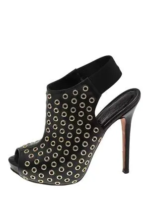 Alexander McQueen Studded Open Toe Slingback Pumps - Black