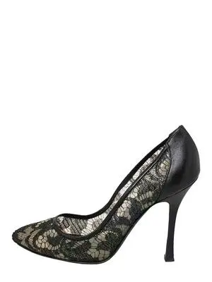 SERGIO ROSSI Lace Embellished Pumps - Black