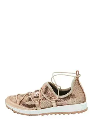 JIMMY CHOO Lace-up Sequinned Sneakers - Pink