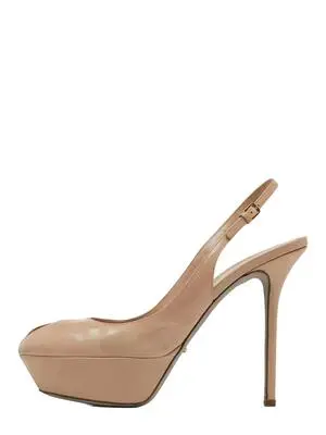 SERGIO ROSSI Cut-out Platform Slingback Pumps - Neutrals
