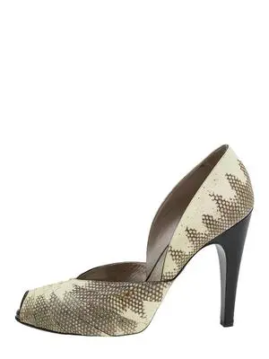 FERRAGAMO 120mm Leather Peep-toe Pumps - Neutrals