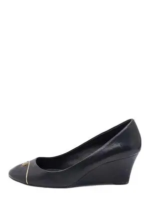 Tory Burch Leather Wedge Pumps - Black