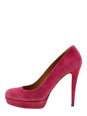 Gucci Suede Platform Stiletto Pumps - Red