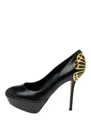 SERGIO ROSSI Leather Platform Butterfly Stiletto Pumps - Black