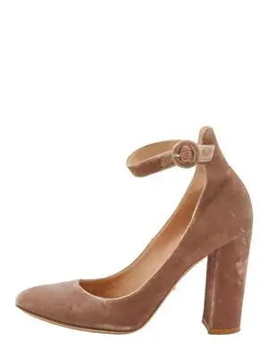 GIANVITO ROSSI Velvet Ankle-strap Pumps - Neutrals