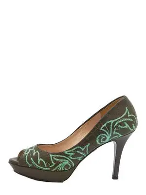 Versace 95mm Embroidered Pumps - Brown