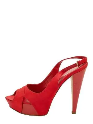 SERGIO ROSSI Slingback Peep-toe Pumps - Red