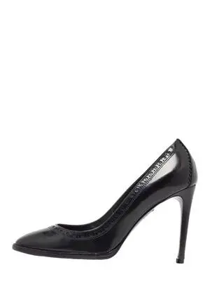 Burberry Leather Pointed Toe Stiletto Pumps - Black