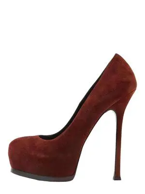 Saint Laurent Suede Stiletto Heel Pumps - Brown