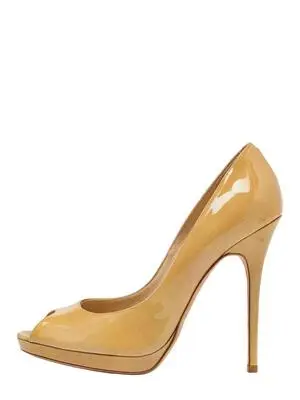 JIMMY CHOO 130mm Patent Peep-toe Platform Pumps - Neutrals