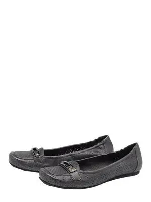 STUART WEITZMAN Leather Perforated Loafers With Embellishment - Grey