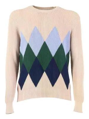 BALLANTYNE Argyle Pattern Crewneck Jumper - Neutrals