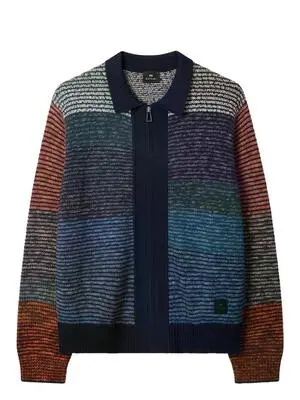 Paul Smith Striped Zip Cardigan - Blue