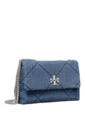 Tory Burch Kira Diamond Quilt Denim Shoulder Bag - Blue