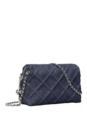 Tory Burch Fleming Denim Soft Crossbody Bag Blue