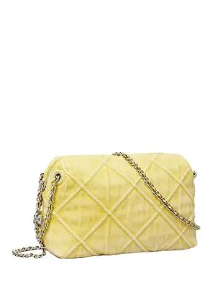 Tory Burch Fleming Denim Soft Crossbody Bag Yellow
