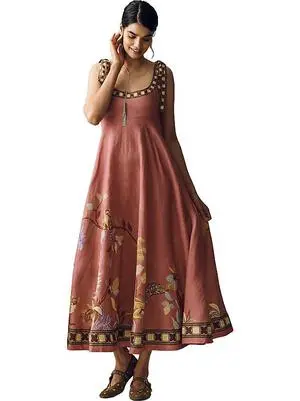 ALEMAIS Zuri Linen Ballet Midi Sundress - Rose