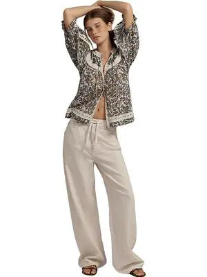 LE JEAN Luna High-rise Relaxed Wide-leg Tie-waist Jeans - Bone