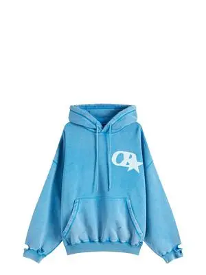 COLE BUXTON Cb Star Distressed Pocket Hoodie - Washed Blue