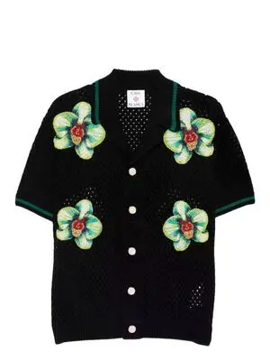 Casablanca Floral-embroidered Shirt - Black