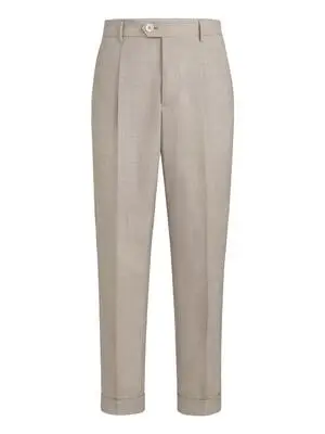 Brunello Cucinelli Virgin Wool Fresco Pleated Trousers - Neutrals