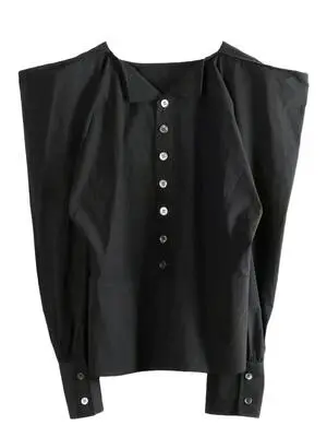 Comme Des Garçons Flower-embroidered Collar Shirt - Black