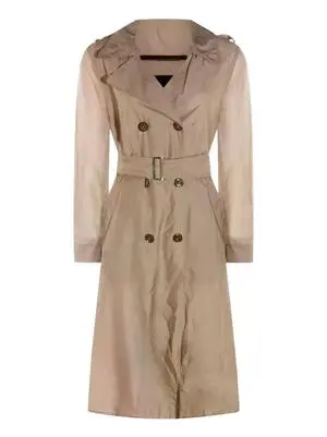 MOORER Double-breasted Belted Coat - Neutrals