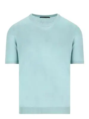 Tagliatore Ribbed Trim T-shirt - Blue
