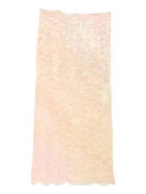 Rabanne Sequin Lace Midi Skirt - Orange