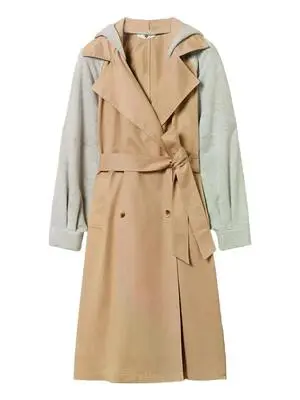 TWINSET Gabardine Plush Trench Coat - Neutrals