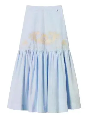 TWINSET Embroidered Pinstripe Skirt - Blue