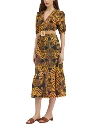LA PETITE FRANÇAISE Racine Abstract-print Maxi Dress - Yellow