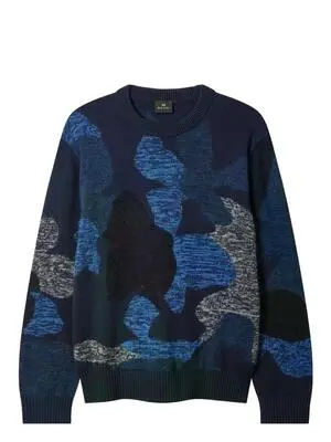 Paul Smith Camouflage Crew-Neck Sweater Blue