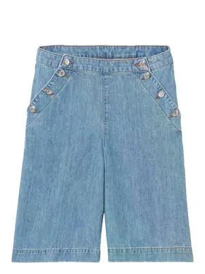 Claudie Pierlot Button Denim Shorts - Blue
