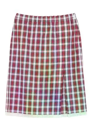 N°21 Check-pattern Lace-trim Midi Skirt - Red