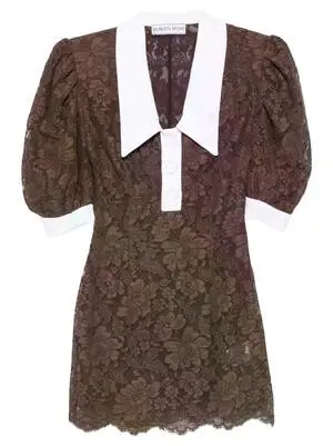 ROWEN ROSE Floral-lace Mini Dress - Brown
